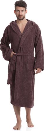 Ladeheid Herren Frottee Bademantel aus 100% Baumwolle LA40-101(Braun (D15), S)