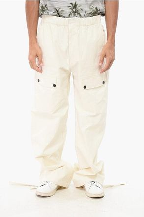 Ferragamo Coated Linen Cargo Pants with Elastic Waistband size 50