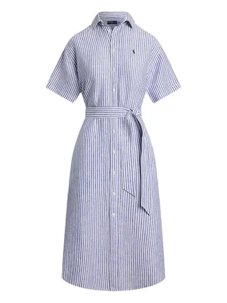 Polo Ralph Lauren Kurzärmeliges Leinenkleid - Blau
