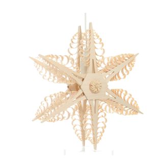 Rudolphs Schatzkiste Fensterschmuck Spanstern doppelt EL. Beleuchtet Mitte mit Rosette BxHxT=24x24x9cm NEU Fensterbild Spanbaum Adventsstern Holz Seiffen Erzgebirge Stern 