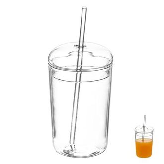 DOITOOL Tasse &Agrave; Paille En Verre De Grande Capacit&eacute; 14.7 X 8.2 Cm Verre Transparent Pour Jus Smoothie Et Boissons Domestiques Avec Surface Facile &Agrave; Nettoyer