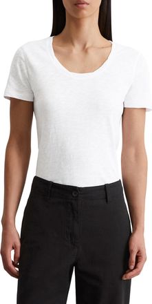 Marc O'Polo Damen T-Shirt mit getwistetem Ausschnitt Regular Fit, Weiß (White), XXL