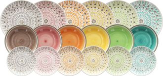 Tognana LS17018M064 Kapstadt Geschirrset, 18-teilig, Keramik, mehrfarbig, rund, 8489 Gramm