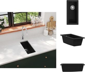 vidaXL K&uuml;chensp&uuml;len & Sp&uuml;lbecken - Living K&uuml;chensp&uuml;le mit &Uuml;berlauf Schwarz Granit