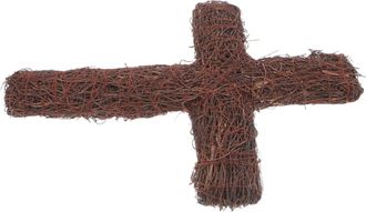 Amosfun Kruzifix Wandkreuz Aus Rattan Handgewebt Für Garten Und Haustür Rustikale Wanddekoration Für Ostern Und Religiöse Anlässe Leicht Zu Hängen