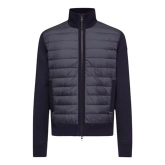 Moncler Gesteppter Wollcardigan mit Rei&szlig;verschluss - - Jackets - Herren - Blau - L