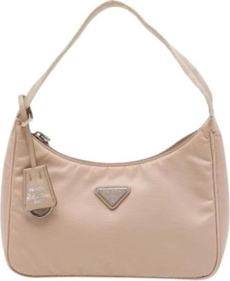 Prada Pre-owned Nylon Schultertasche - - Pre-owned - Damen - Beige - ONE SIZE