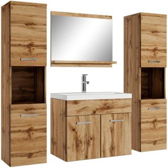 Badplaats Badplaats - Badezimmer Badm&ouml;bel-Set Montreal xl 60cm Waschbecken Eiche - Unt