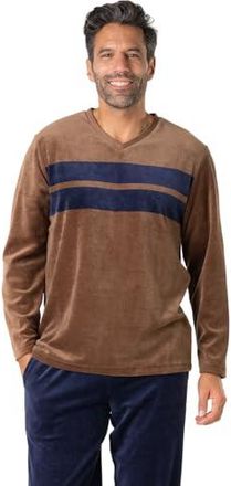Eminence Pyjama Long col V Velours Homme Taille : 7/3XL - Couleur : Marron-Marine