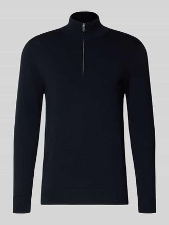 Profuomo Slim Fit Strickpullover mit Seiden-Anteil und Rei&szlig;verschluss