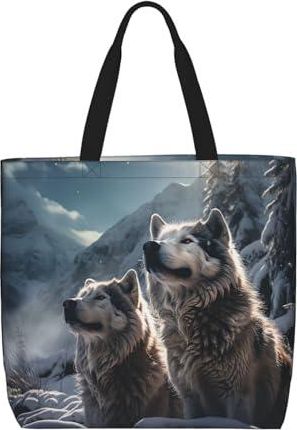 Generic Loup En Hiver Sac Courses D&eacute;contract&eacute; Sacs De Courses R&eacute;utilisable Sac &Agrave; Bandouli&egrave;re Pour Voyage Universit&eacute; Quotidienne