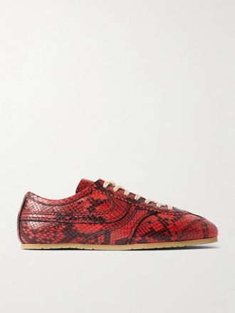 Dries Van Noten Sneakers Aus Leder Mit Schlangeneffekt - Rot