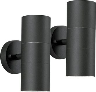 Konstsmide 2er-Set Aluminium Up-Down Wandleuchte MODENA schwarz, GU10, Höhe 19,5 cm, IP44; Konstsmide 7656-750