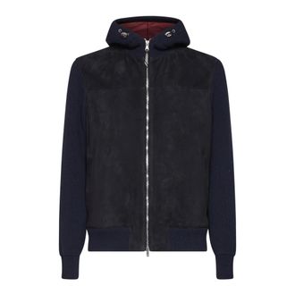 Brunello Cucinelli Homme, Vestes, Bleu, Taille: XL Leather Vestes