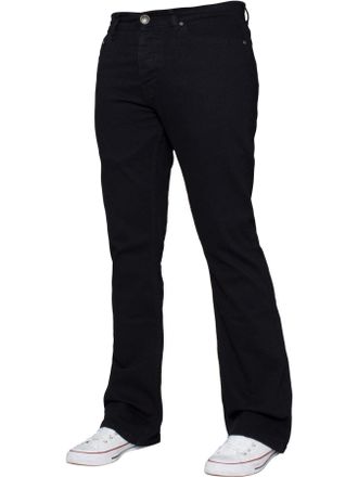 Enzo Jeans Herren-Jeans, Bootcut, weites Bein, Stretch, Glocke, ausgestellt, Denim-Hose, alle Taillengrößen, Schwarz, 36 W / 32 L