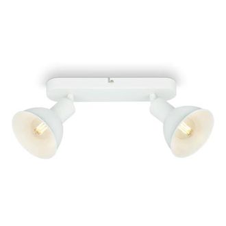 Briloner Leuchten - Retro Deckenlampe, 2-flammige Retro Deckenleuchte, Deckenspot E14, Verstellbar, Weiß, 270 x 140 x 60 mm, 2674-026