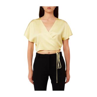 Liu Jo Femme, Blouses et Chemises, Jaune, Taille: 38 FR Satin Wrap Top