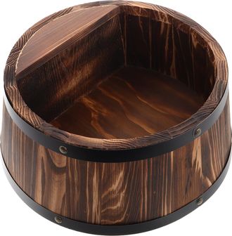 BESPORTBLE Rustikales Wandmontiertes Weinfassregal aus Holz 35X30cm Spirituosenflaschenhalter Zur Whisky und Weinpräsentation Vintage Bar Wanddeko