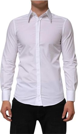 Dolce & Gabbana Homme, Chemises, Blanc, Taille: XS Chemise Blanche en Coton Martini