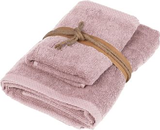 Fazzini Square G&auml;stehandtuch und G&auml;stehandtuch, Gr&ouml;&szlig;e: 40 x 60 cm + 60 x 110 cm, Farbe: SQUCOPP - Rosa