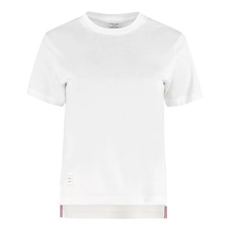 Thom Browne Baumwoll-T-Shirt mit Rundhalsausschnitt - - Tops - Damen - Wei&szlig; - M
