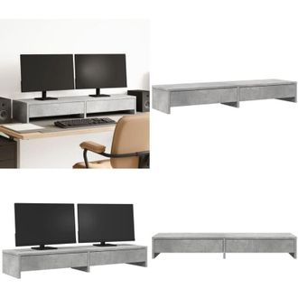 vidaXL Vidaxl - Monitorst&auml;nder mit Schubladen Betongrau 100x27x15 cm