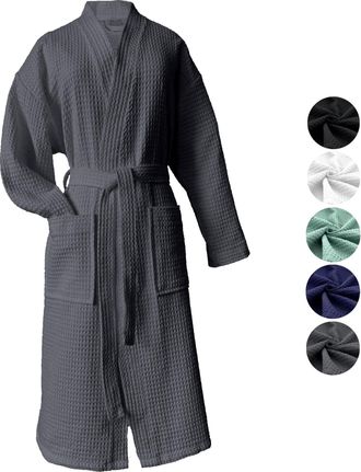 Heimtexland Bademantel Waffelpique Reisebademantel Saunamantel 100% Baumwolle Oekotex leicht schnelltrocknend hautfreundlich f&uuml;r Damen und Herren Typ881 Anthrazit