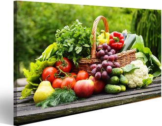Islandburner Bild auf Leinwand Frisches Bio Gemüse Im Weidenkorb Küchenbild Bilder Wandbilder Poster