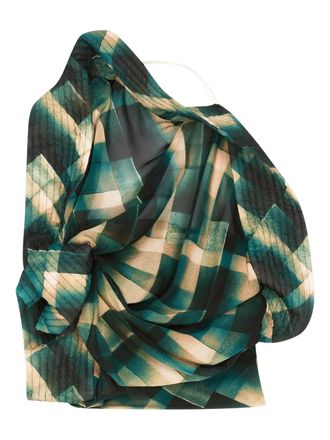 Dries Van Noten Tweed-Jacke mit Check - Grün