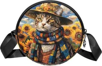 Generic Petit sac &agrave; bandouli&egrave;re rond pour femme, petit sac &agrave; bandouli&egrave;re avec fermeture &eacute;clair et bretelles r&eacute;glables style d&eacute;contract&eacute; pour femmes et filles