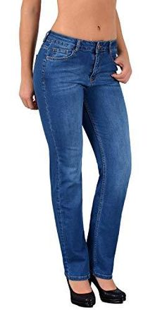 ESRA Jean Femme Pantalon en Jean Femme Straight-Fit Jeans Taille Haute Grandes Tailles G200