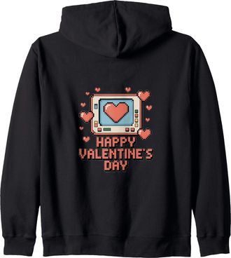 Mapanoli Design Happy Valentines Day Pixel Gamer Heart Kapuzenjacke