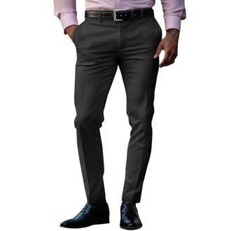 Generic Pantalon formel extensible pour homme - Style décontracté - Pour le bureau - Coupe classique - Taille extensible - Infroissable - Avant plat - Entreti