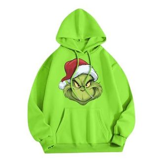 Generic Le Grinch Sweat A Capuche Femme Moche Adulte Noel Sweet 2025 Pyjama Chaud The Christmas Pilou Femmes Vêtements Oversize Sweatshirts Polaire Noël Hiver