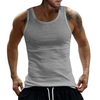 Generic D&eacute;bardeur sans manches en coton c&ocirc;tel&eacute; pour homme - T-shirt d&eacute;t&eacute; d&eacute;contract&eacute; - Coupe muscl&eacute;e, Gris, XL