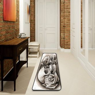 Mnsruu Sugar Skull Rose Flower Vintage Collection Teppich f&uuml;r Wohnzimmer, Schlafzimmer, K&uuml;che, 61 cm x 182,88 cm