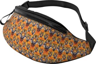 Generic Bauchtasche Mode G&uuml;rteltasche Tigergesicht-Feuerabdruck Stylisch H&uuml;fttaschen F&uuml;r Wandern Laufen Fahrrad 14X35Cm
