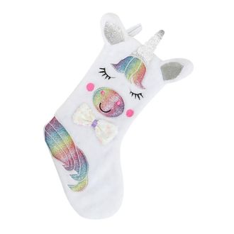 Valiclud Einhorn Weihnachtsstrumpf mit Licht Gro&szlig;er Stoff Strumpf mit Aufh&auml;ngeseil Dekorativer S&uuml;&szlig;igkeitenhalter f&uuml;r Baum T&uuml;r und Kamin Festliche Weihnachtsdek