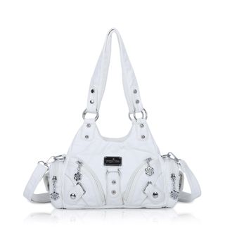 Angel Kiss Kleine Hobo-Umh&auml;ngetaschen f&uuml;r Damen, Vagen, Leder, mehrere Taschen, Tragetasche mit Rei&szlig;verschluss, Weiss/opulenter Garten