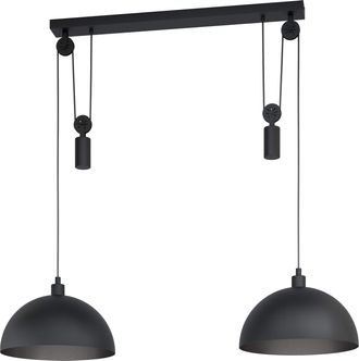 Eglo Pendelleuchte Winkworth 1, 2 flammige Hängelampe Vintage, Industrial, Retro, Hängeleuchte aus Stahl in Schwarz, Esstischlampe, Wohnzimmerlampe hängend