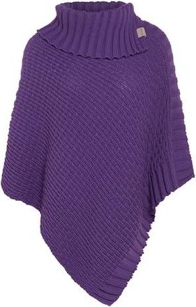 Knit Factory Nicky Poncho Tricot&eacute; - Cape Femme - Poncho Femme - Poncho pour lAutomne et lHiver - Poncho en Laine et Acrylique - avec col &eacute;charpe - Purple - Taille 