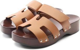 Hermès sandales Kos à détails de clous - Marron