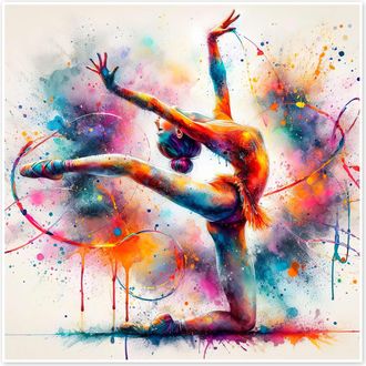 Posterlounge Rhythmische Gymnastik in Aquarell Poster von nobelart 30 x 30 cm Bunt Wandbilder Wanddeko