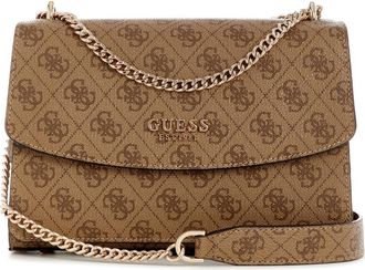 Guess Calista Convertible Xbody Flap Bag Latte Logo