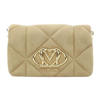 Love Moschino Gesteppte Schultertasche mit Pr&auml;gung - - Bags - Damen - Beige - ONE SIZE