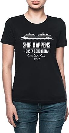 Vendax Vendax Ship Happens Costa Concordia T-Shirt Femme Noir