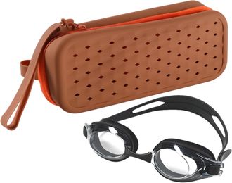 Generico Tragbare Silikonhülle für Schwimmbrille mit integriertem Kordelzug, 19,5 x 7,5 x 5 cm, atmungsaktiv, mit Abflussloch, große Kapazität, Wassersportzube