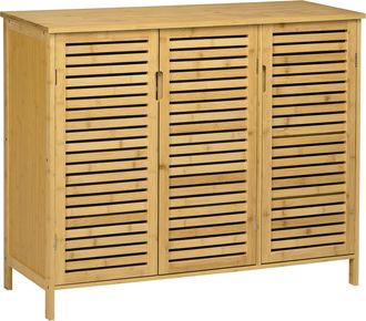 HOMCOM Schuhschrank, Schuhkommode mit 8 Regalb&ouml;den, Schuhst&auml;nder f&uuml;r max. 16 Paar Schuhe, Schuhaufbewahrung mit Kippschutz f&uuml;r Diele, Flur, Bambus, Natur, 10