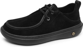 Generic Baskets bateau &agrave; enfiler pour homme - En cuir v&eacute;ritable - Bout rond - Style d&eacute;contract&eacute;, Noir, 40 2/3 EU