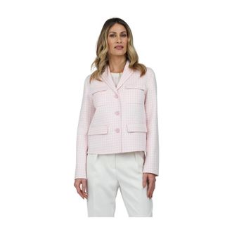 Max Mara Vichy Einreiher Wolljacke - - Jackets - Damen - Rosa - XS